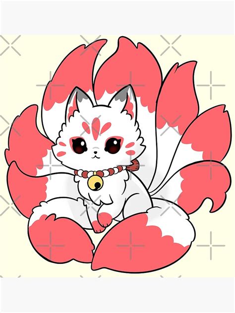 Kawaii Kitsune Poster For Sale By Milmino Redbubble