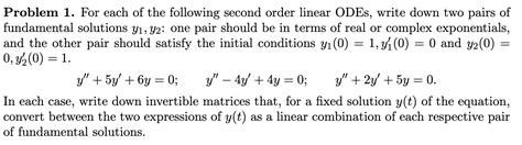 Solved Problem 1 For Each Of The Following Second Order