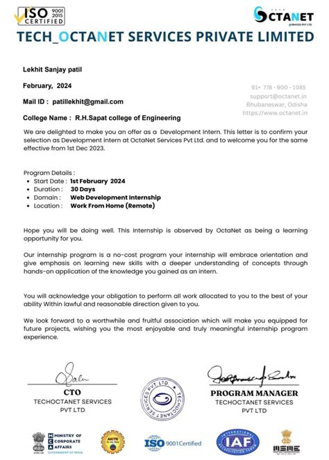 Lekhit Patil On Linkedin Internship Webdevelopmentinternship