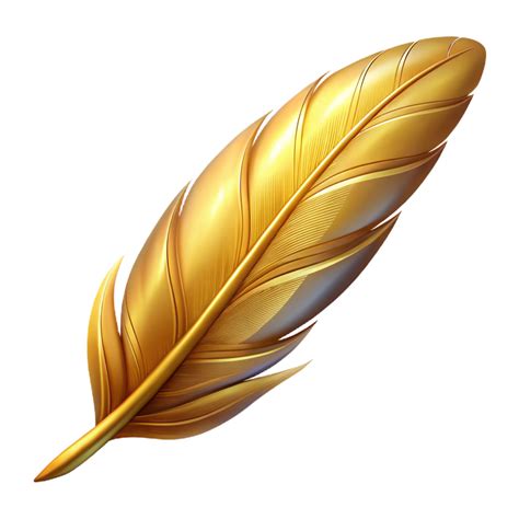 Rare Victorian Concept Art Style Isolated Cutout Of A Single Griffin Feather Golden And