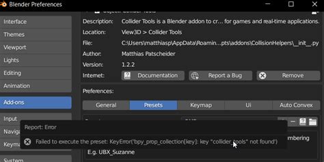 creating preset is broken · issue 321 · weisl simple collider · github