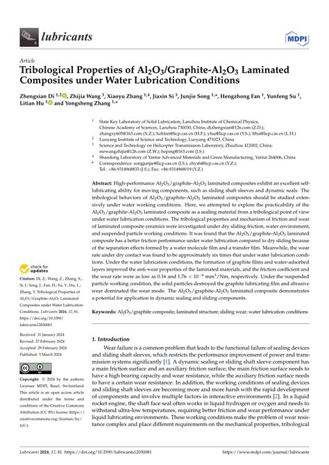 Pdf Tribological Properties Of Al2o3 Graphite Al2o3 Laminated Composites Under Water