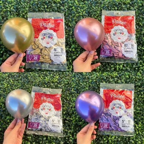 10 Pacotes De Balão Platino 5 Polegadas Cromado Topo De Bolo Shopee