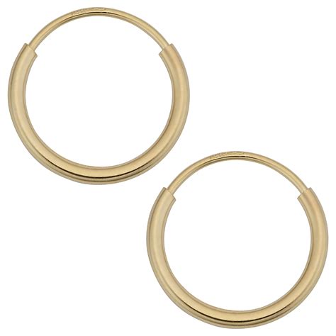 14k Yellow Gold 10mm Round Tube Endless Hoop Earrings High Polish
