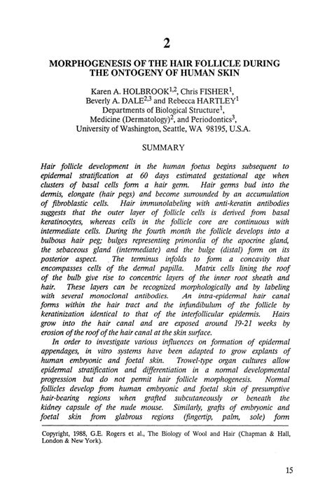 Pdf Morphogenesis Of The Hair Follicle During The Ontogeny Of Human Skin