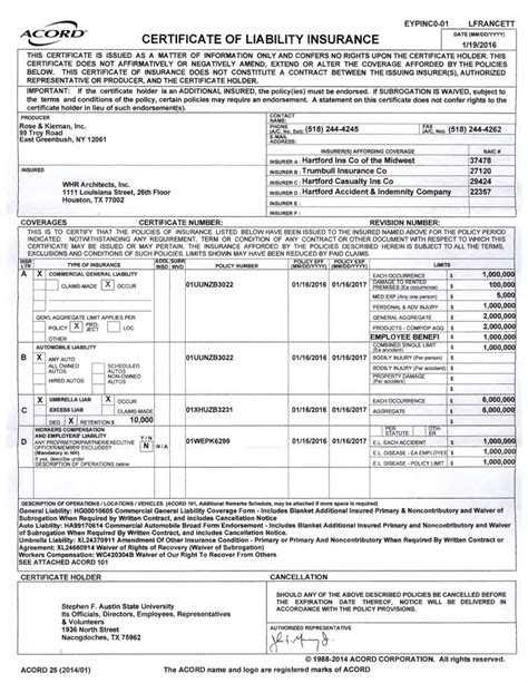 Waiver Of Subrogation Wording On A Certificate Of Insurance