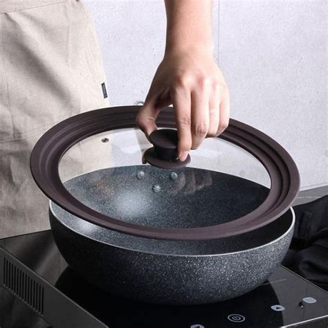 실리콘 냄비 후라이팬 멀티 유리 뚜껑 덮개 커버 만능 기름튐 방지 냄비뚜 마롱