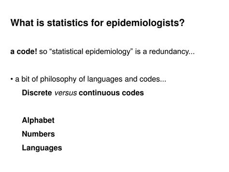 Ppt Epidemiology Mathematics Statistics Computer Science … Codes