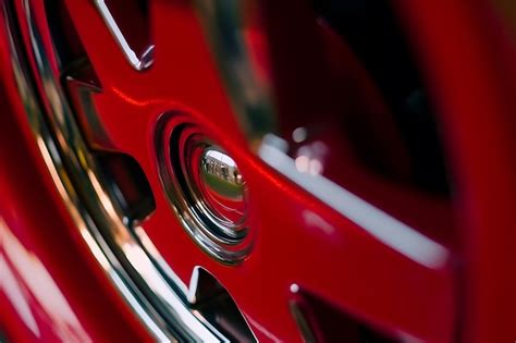 Closeup Detail Of Red Aluminum Car Wheel Neural Network Ai Generated