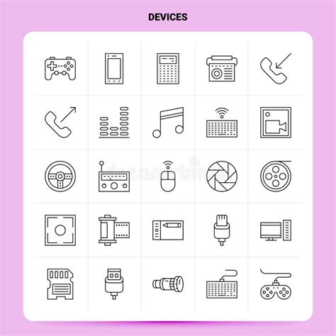 Outline 25 Devices Icon Set Vector Line Style Design Black Icons Set Linear Pictogram Pack