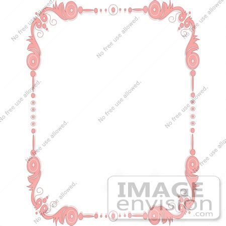 Clip Art Graphic Of A Pink Stationery Border Of Beautiful Scrolls And