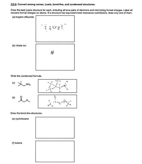 co 6 convert among names lewis bond line and condensed structures draw