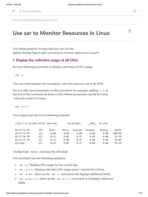 sar command linux pdf