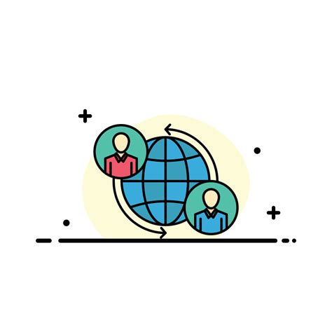Connected Connections User Internet Global Business Flat Line Filled