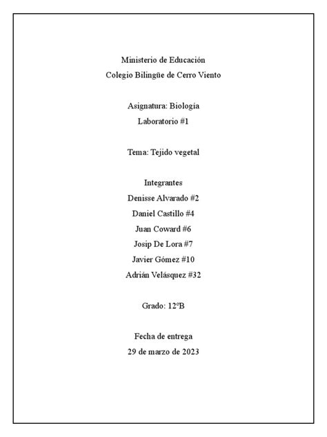 Biologia Informe Lab Ln1 Pdf Pdf Plantas Estoma