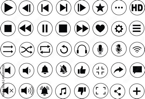 media player icon set multimedia music audio control media player