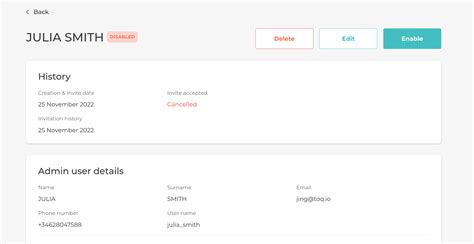 Admin User Listdetails