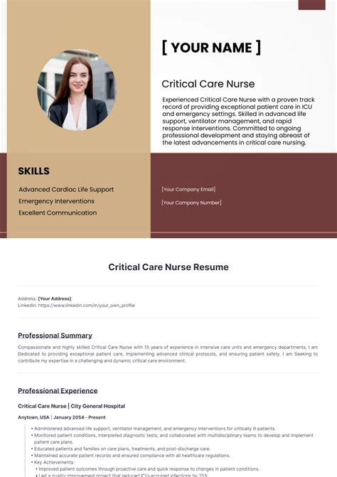 Free Critical Care Nurse Resume Template To Edit Online