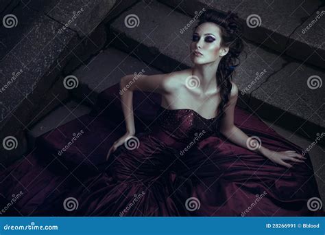 Beautiful Woman In Violet Dress Stock Image Image Of Attractive