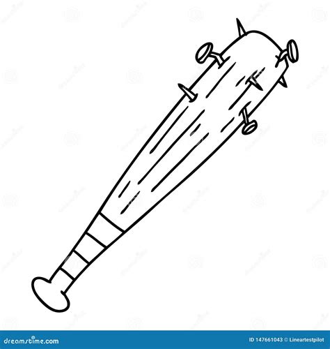 Baseball Bat With Nails Drawing