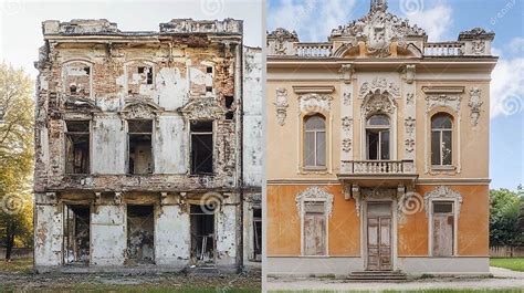 Before And After Restoration Of A Historic Building Showcasing