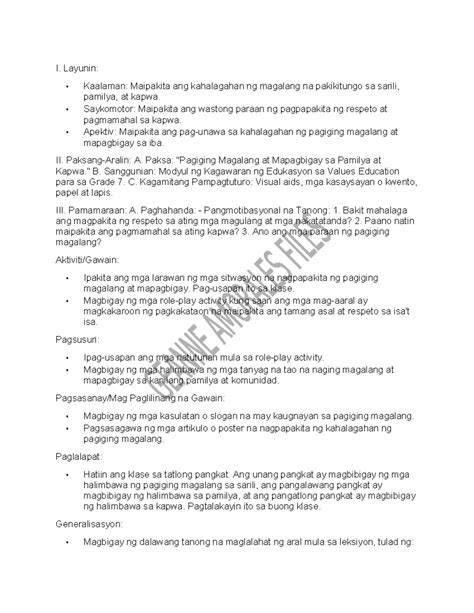 Pagiging Magalang At Mapagbigay Sa Pamilya At Kapwa I Layunin Kaalaman Maipakita Ang