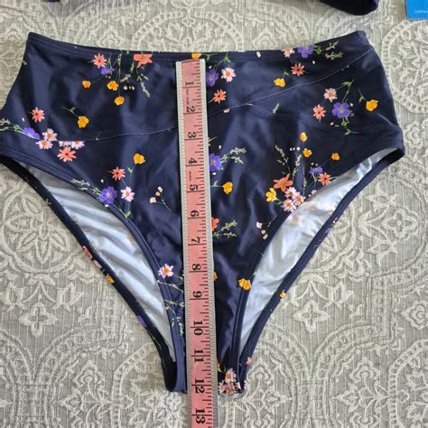 Cupshe Swim Cupshe Floral High Waisted Bikini Set Navy Blue Purple