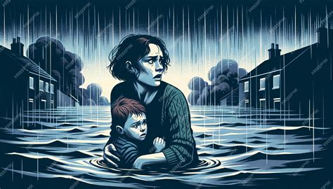 Premium Photo A Illustration Depicting A Scared Mother Protecting Her