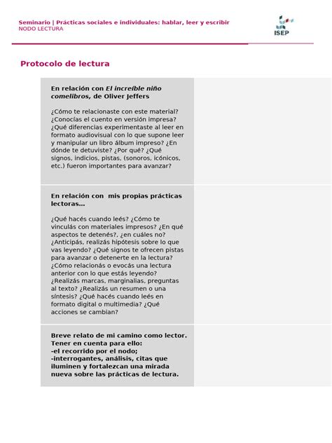 Protocolo De Lectura Pdf Escuelas Internet
