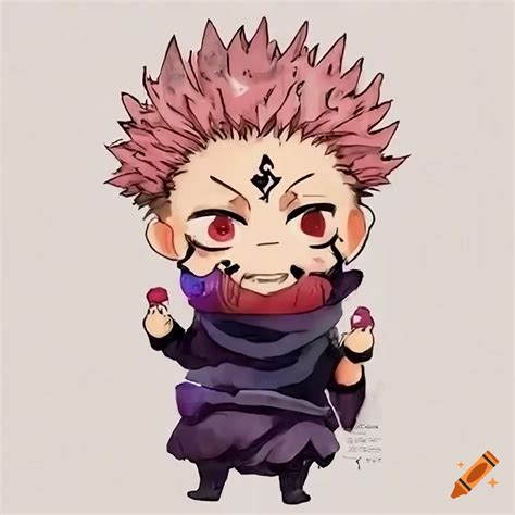 Chibi Version Of Jujutsu Kaisen Character Sukuna Standing On Craiyon