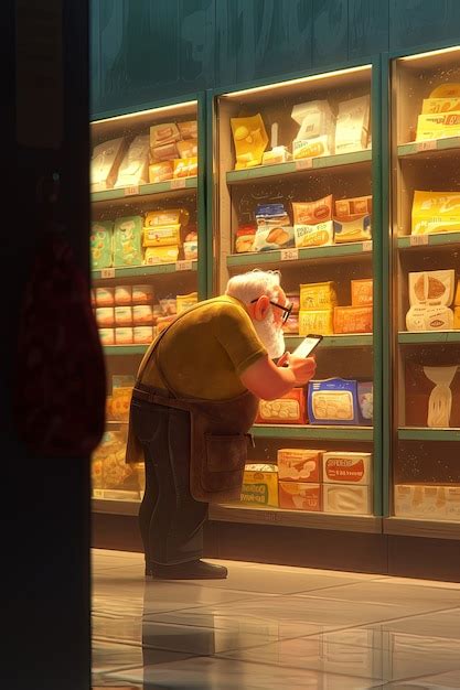 View Of Animated Cartoon Character Shopping For Goods Ai Generated Image