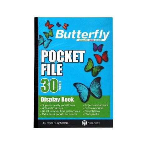 Flip File Display Book A4 30 Pocket Butterfly