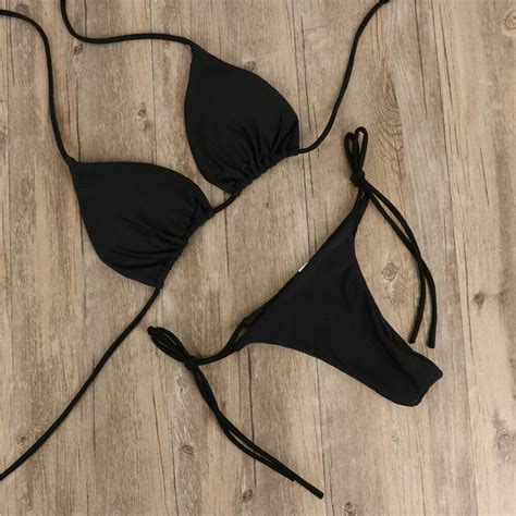 Beaira Sexy Women Bikini Lingerie Set Side Tie Swimsuit T Back Low Ri