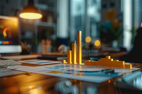 Three Dimensional Mockup Charts Showing Financial Data And Business