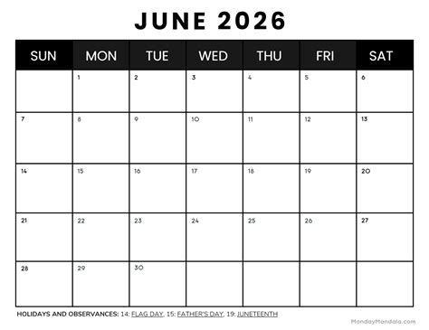 June 2026 Calendars 52 Free Pdf Printables
