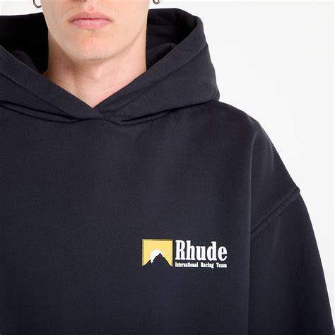 Mens Hoodies Rhude International Racing Logo Hoodie Vintage Black Rhpf25ho070120027 Footshop