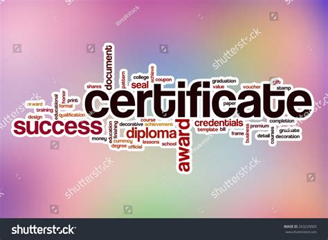 Certificate Word Cloud Concept Abstract Background Stock Illustration