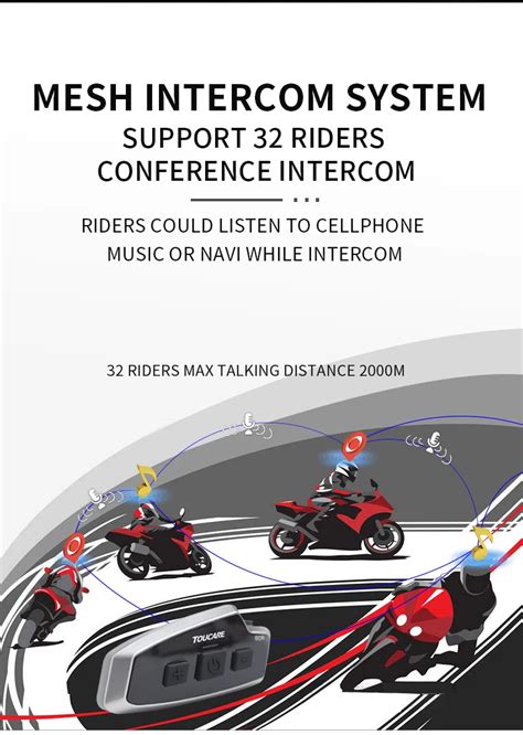 Mesh And Bluetooth Intercom System Motorcycle Helmet Intercom 32 Riders
