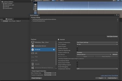 Issue With The Ironsource Demo Project Unity Services Unity Discussions