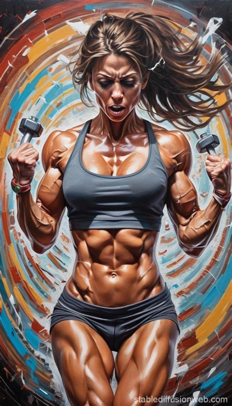 Motivational Female Fitness Painting Stable Diffusion Online