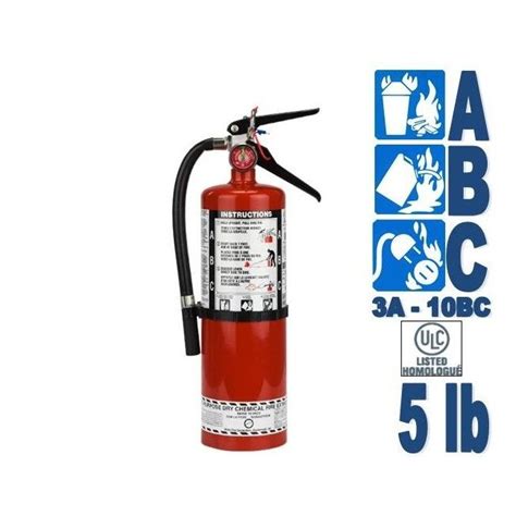 5 Lb Abc Dry Chemical Fire Extinguisher Ulc 3a 10bc Wall Hook