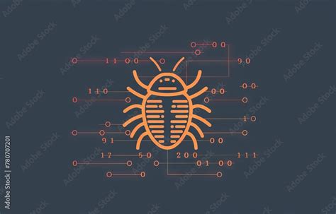 A Minimalist Design Of A Single Stylized Bug Icon Disrupting A Flow Of