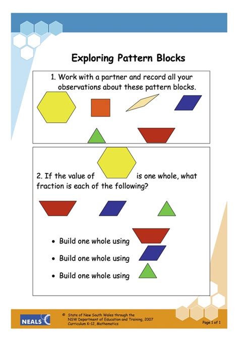 5 Pattern Blocks Activity Fractions