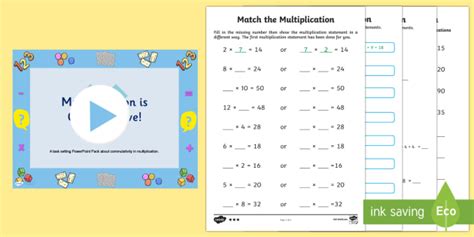 Multiplication Commutativity Task Setter Powerpoint With Worksheets