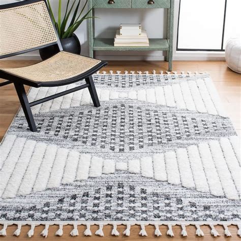 Safavieh Moroccan Tassel Shag 4 Ft X 6 Ft Grayivory High Low