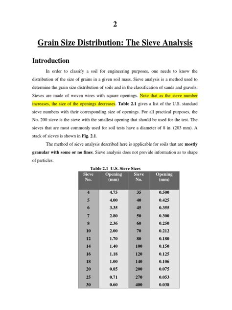 Grain Size Distribution The Sieve Analysis Pdf Particle Size