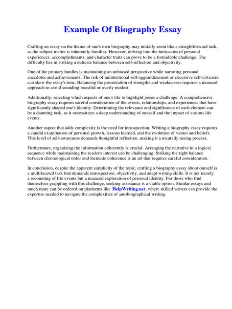Example Of Biography Essay Pdf Essays Welfare