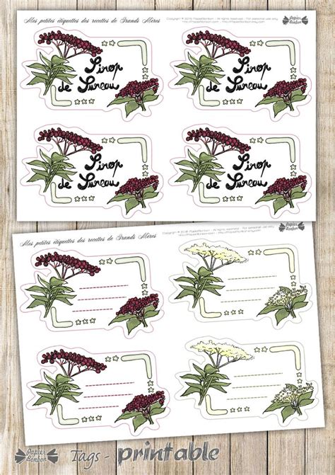Elderberry Tags Printable Papier Bonbon