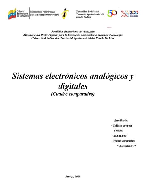 Comparación Entre Sistemas Electrónicos Analógicos Y Digitales Pdf