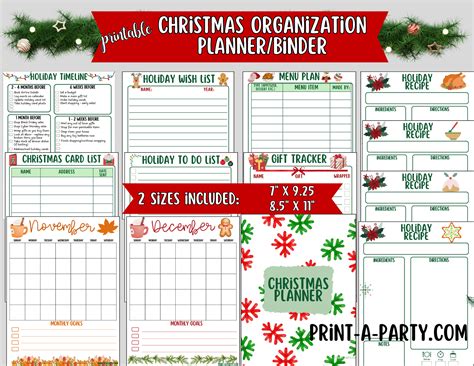 Christmas Planning Pages Planner Size Christmas Organization